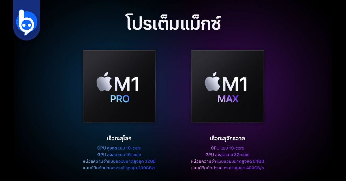 เปิดตัว Apple M1 Pro และ M1 Max ชิปรุ่นอัปเกรด แรงกว่า M1 แทบทิ้งฝุ่น ...
